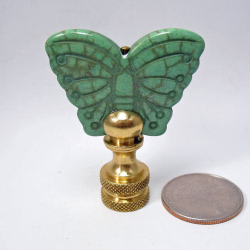 Lamp Finial Green Stone Butterfly – LampFinials.com
