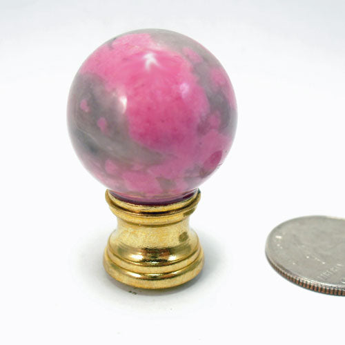 Lamp Finial Gray and Pink Small Stone Dual Thread – LampFinials.com