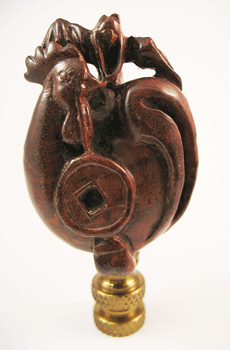 Finial: Asian Boxwood Chicken & Bat, 2 7/8" overall – LampFinials.com